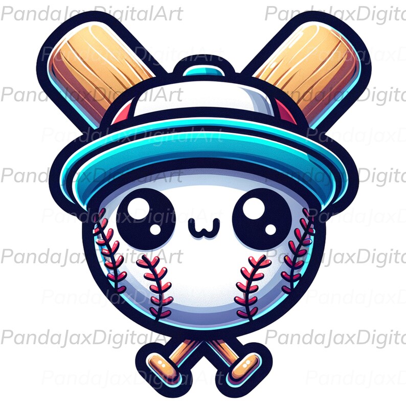 Cute Cartoon Baseball Clipart Bundle Set PNG Instant Download ...