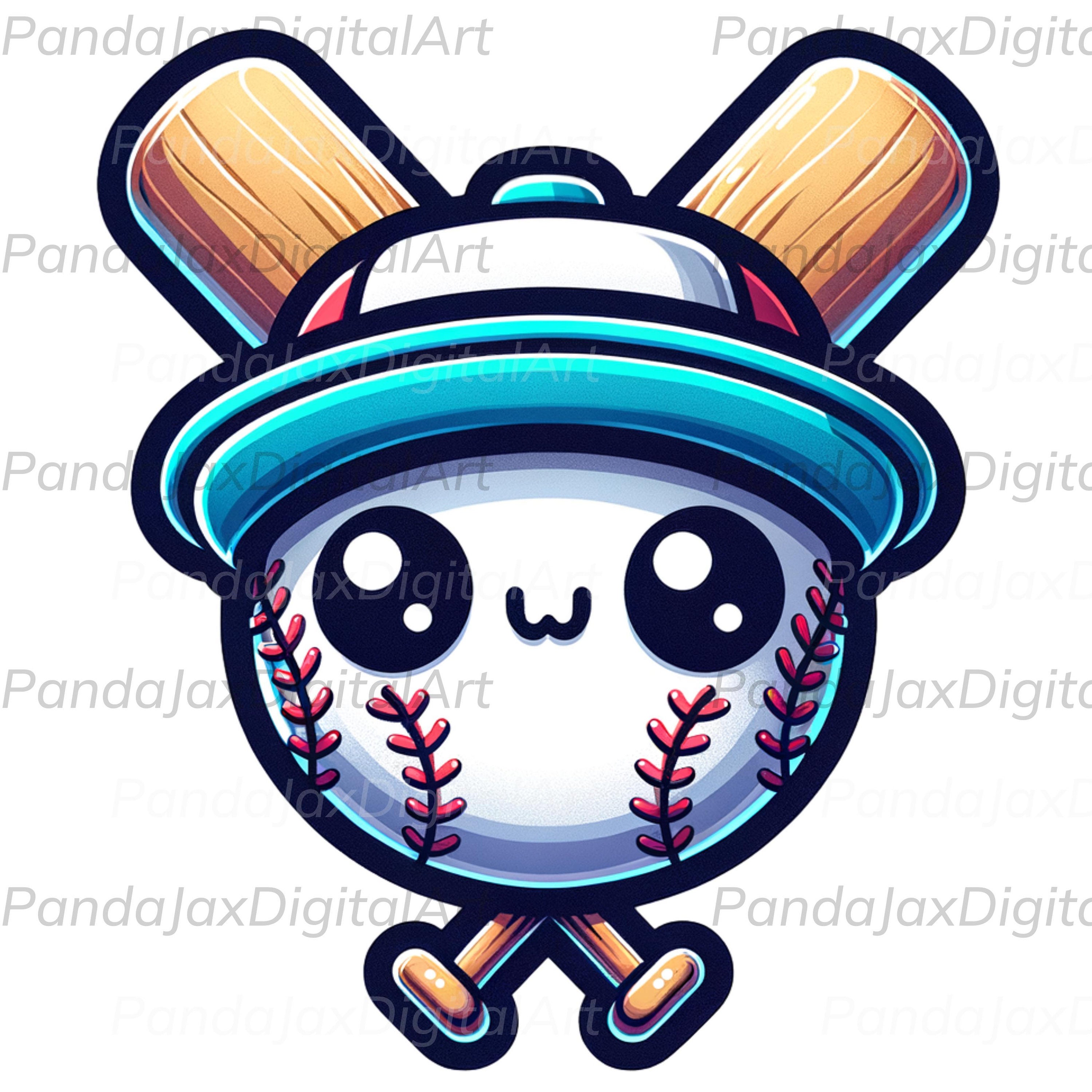 Cute Cartoon Baseball Clipart Bundle Set PNG Instant Download ...