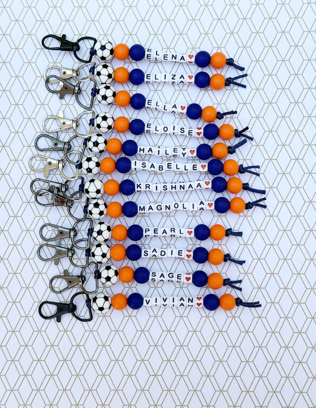 Personalized Silicone Sports Team Beaded Keychain- Soccer Team Gift ...
