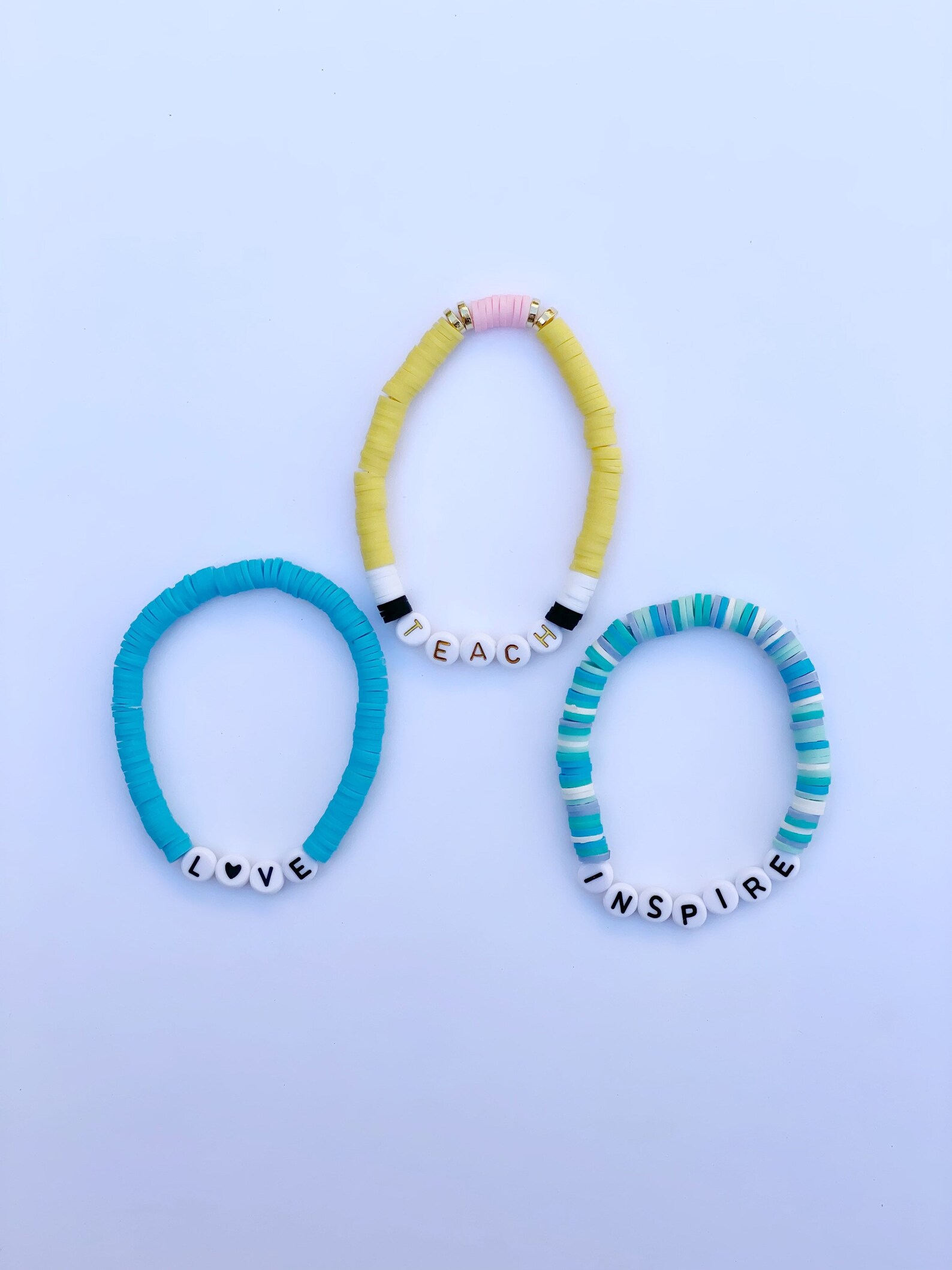 Personalized Teacher Pencil Bracelet Heishi Stretch Bracelets - Etsy