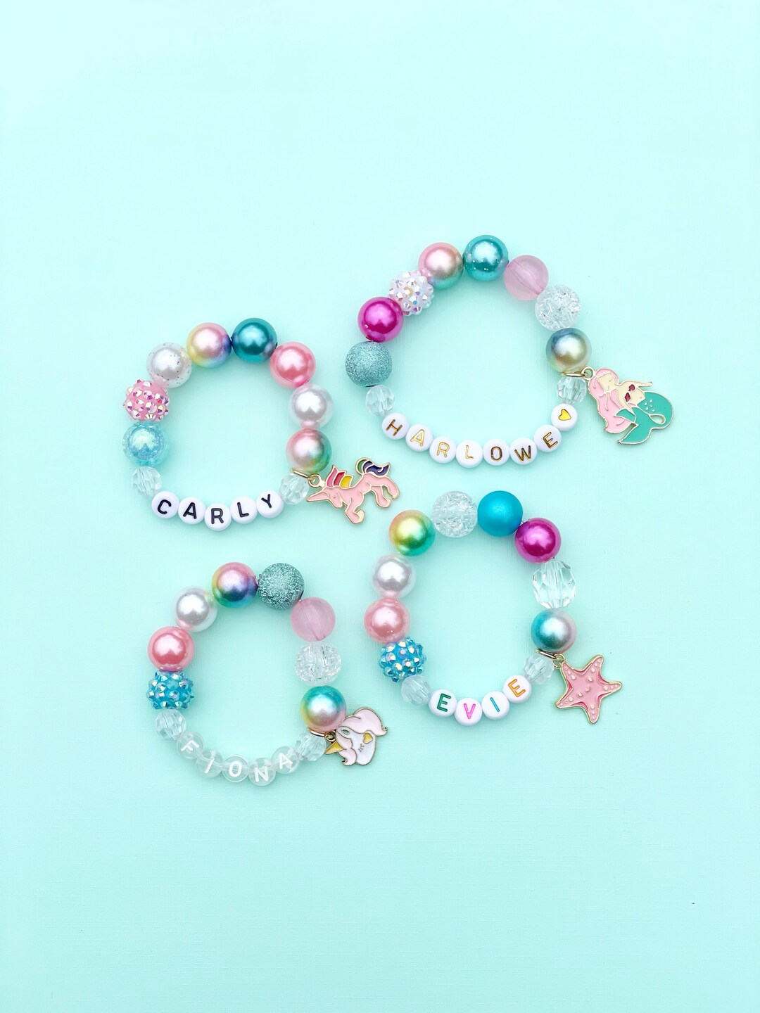 Personalized Magical Unicorn/mermaid Charm Bracelet With Your Choice of ...