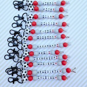 Personalized Silicone Sports Team Beaded Keychain- Soccer Team Gift ...