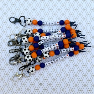 Personalized Silicone Sports Team Beaded Keychain- Soccer Team Gift ...