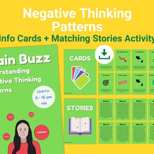 Negative Thinking Pattern Cards & Matching Stories Activity Kids ...