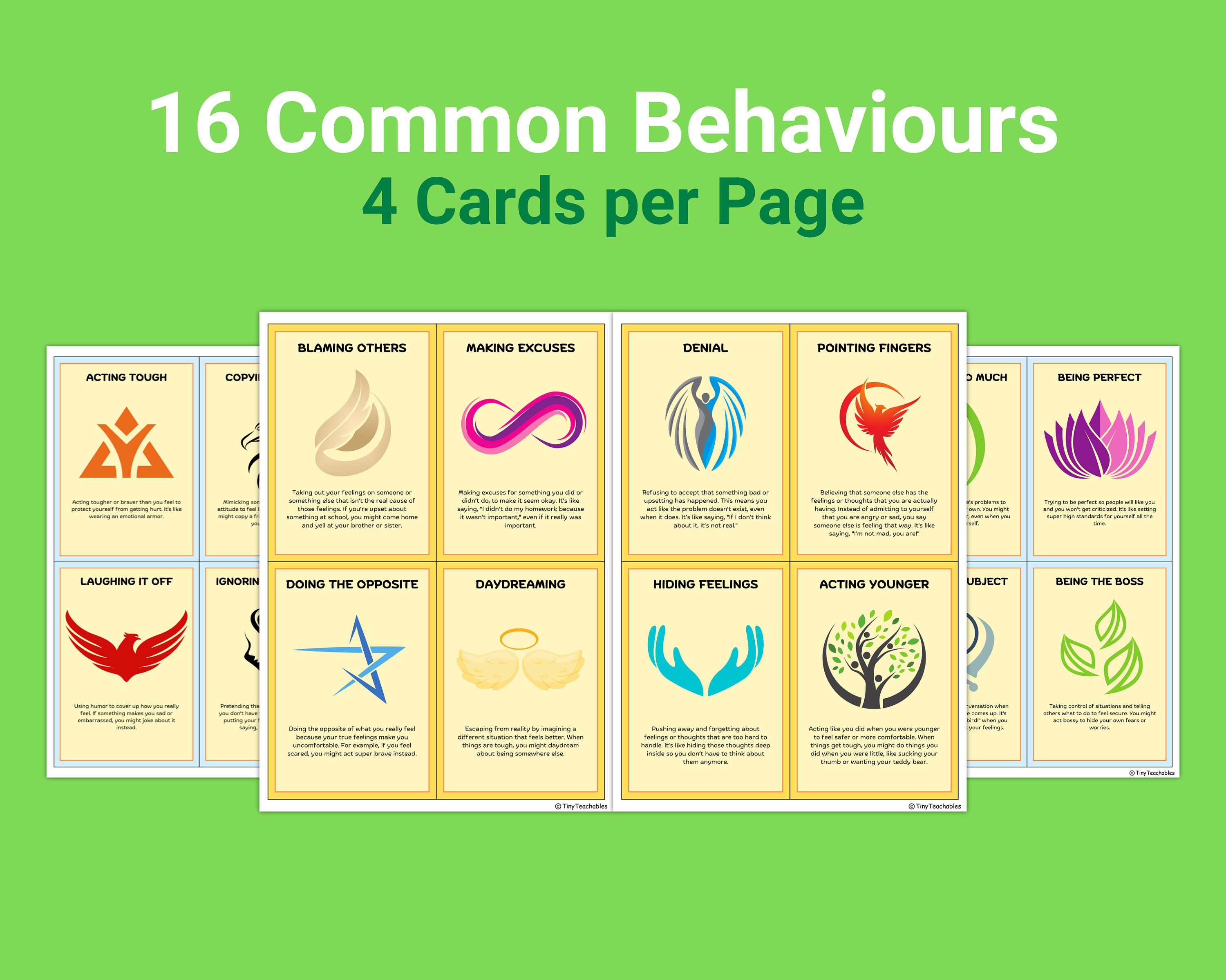 Defense Mechanism Flashcards Kids Learn About Destructive Behaviours ...
