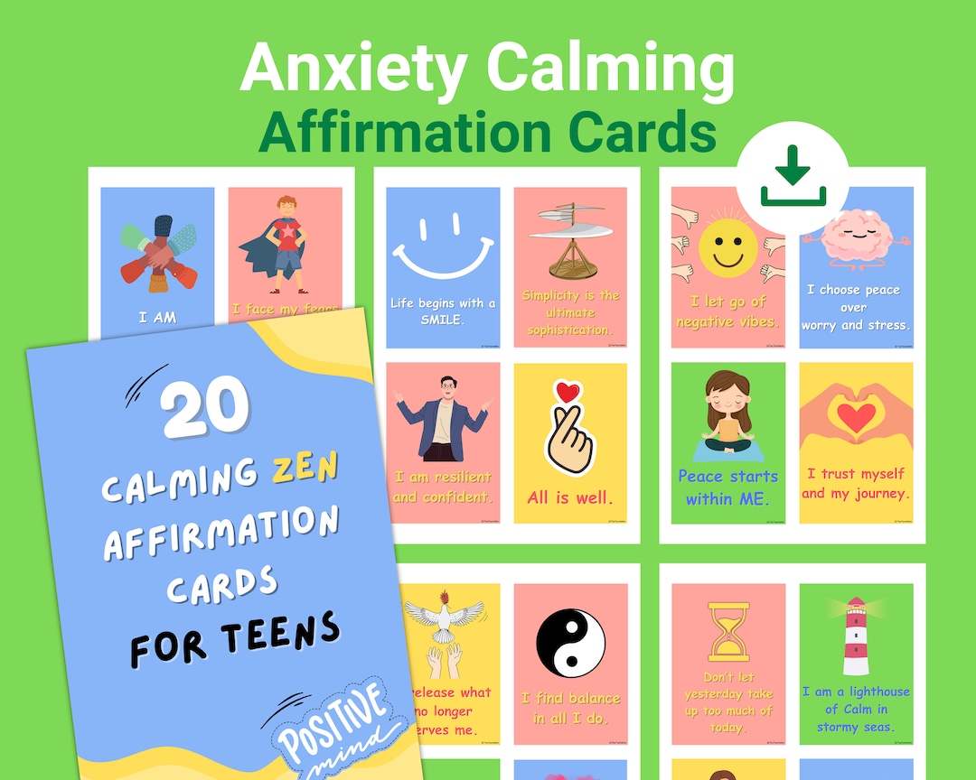 Anxiety Calming Affirmation Cards PRINTABLE for Kids & Teens Self ...