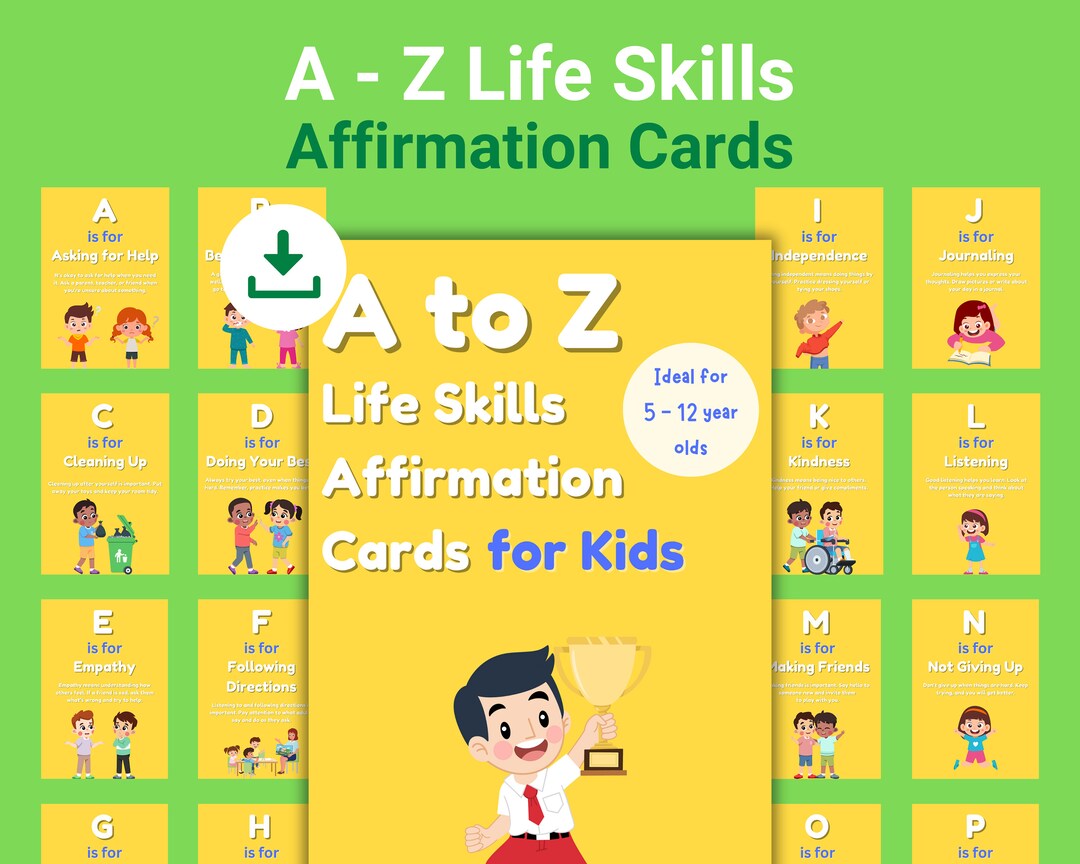 Alphabet Life Skills Affirmation Cards Developing Social & Coping ...