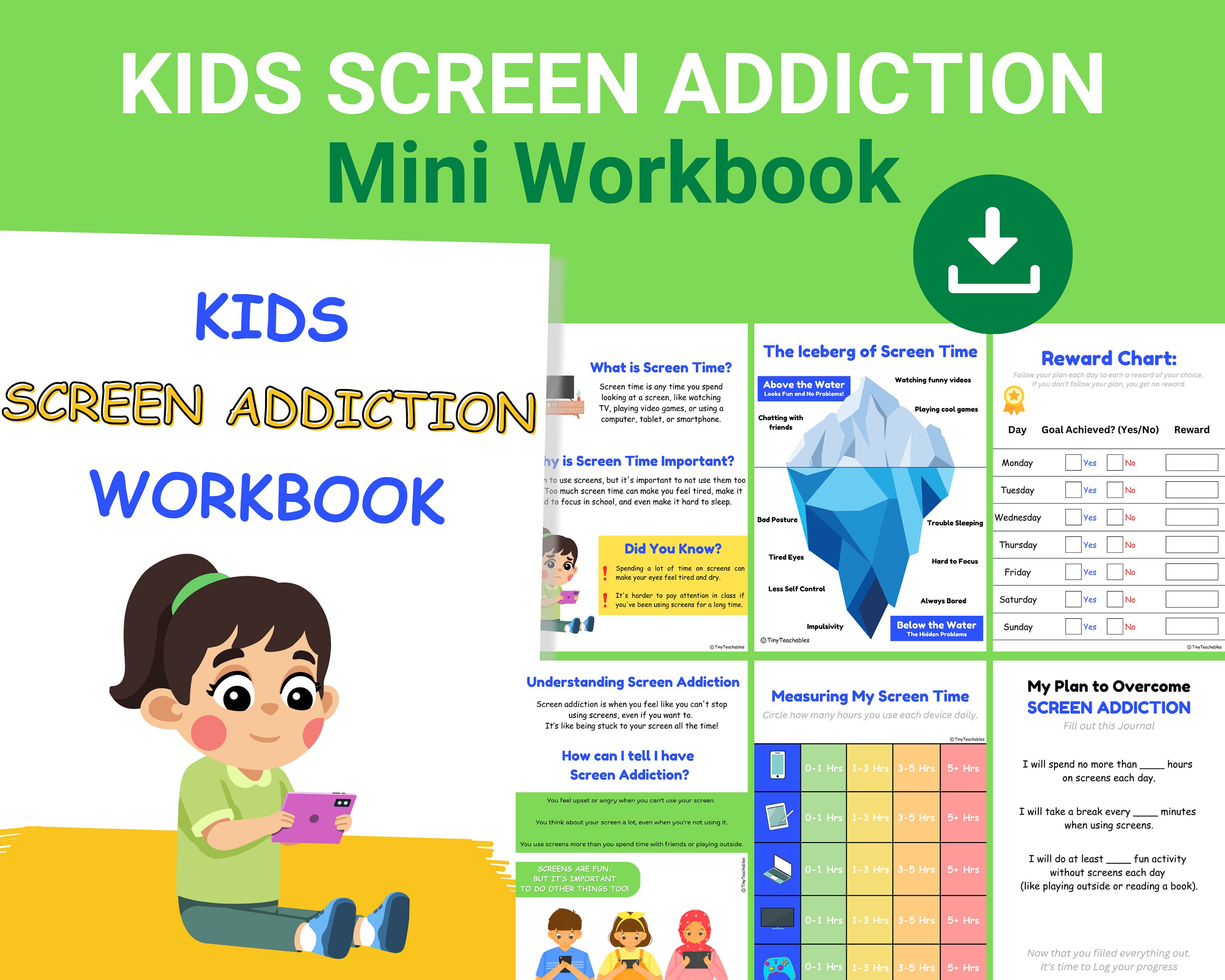 Kids Screen Addiction Mini Workbook Kids Therapy Psychologist Resources ...