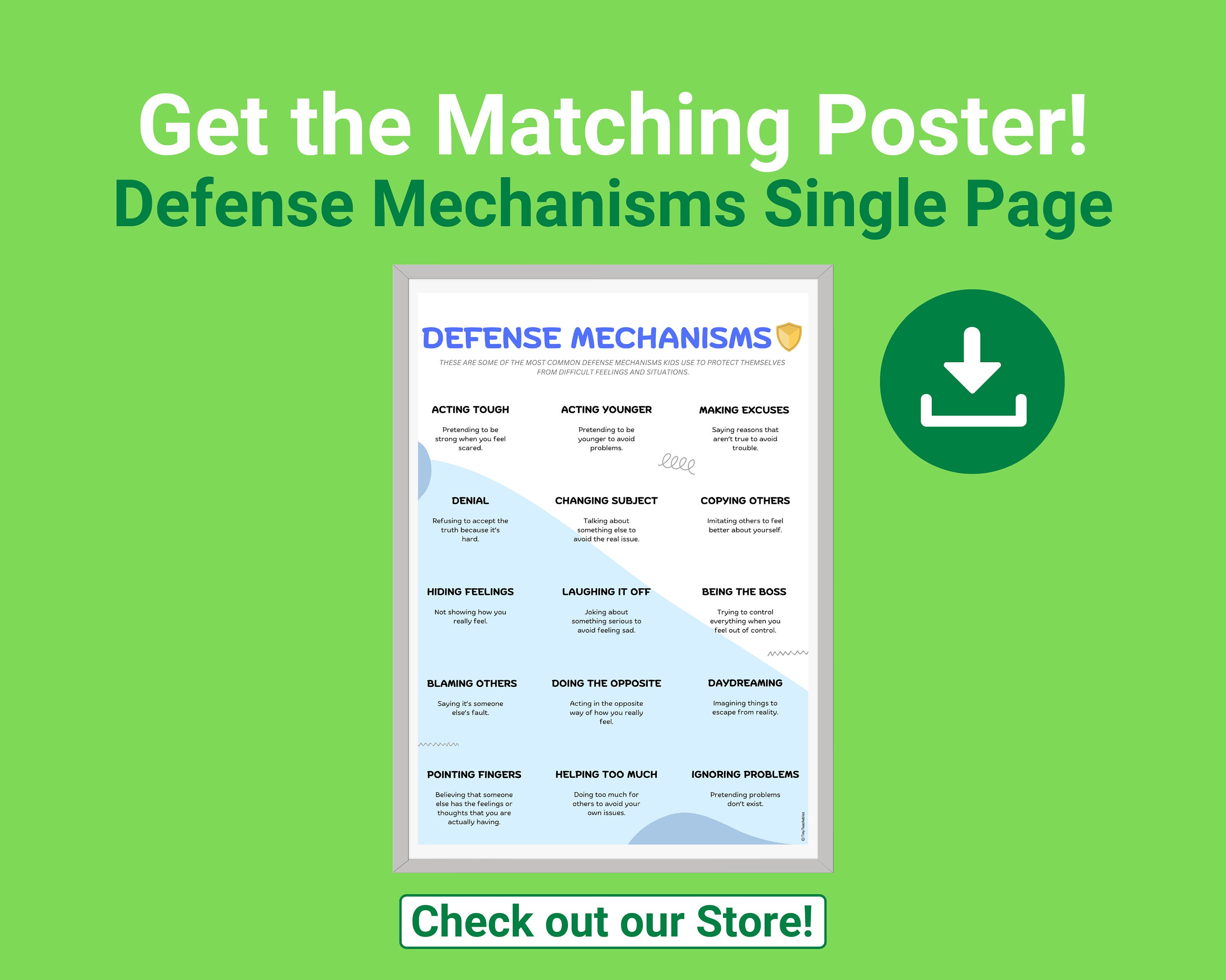 Defense Mechanism Flashcards Kids Learn About Destructive Behaviours ...
