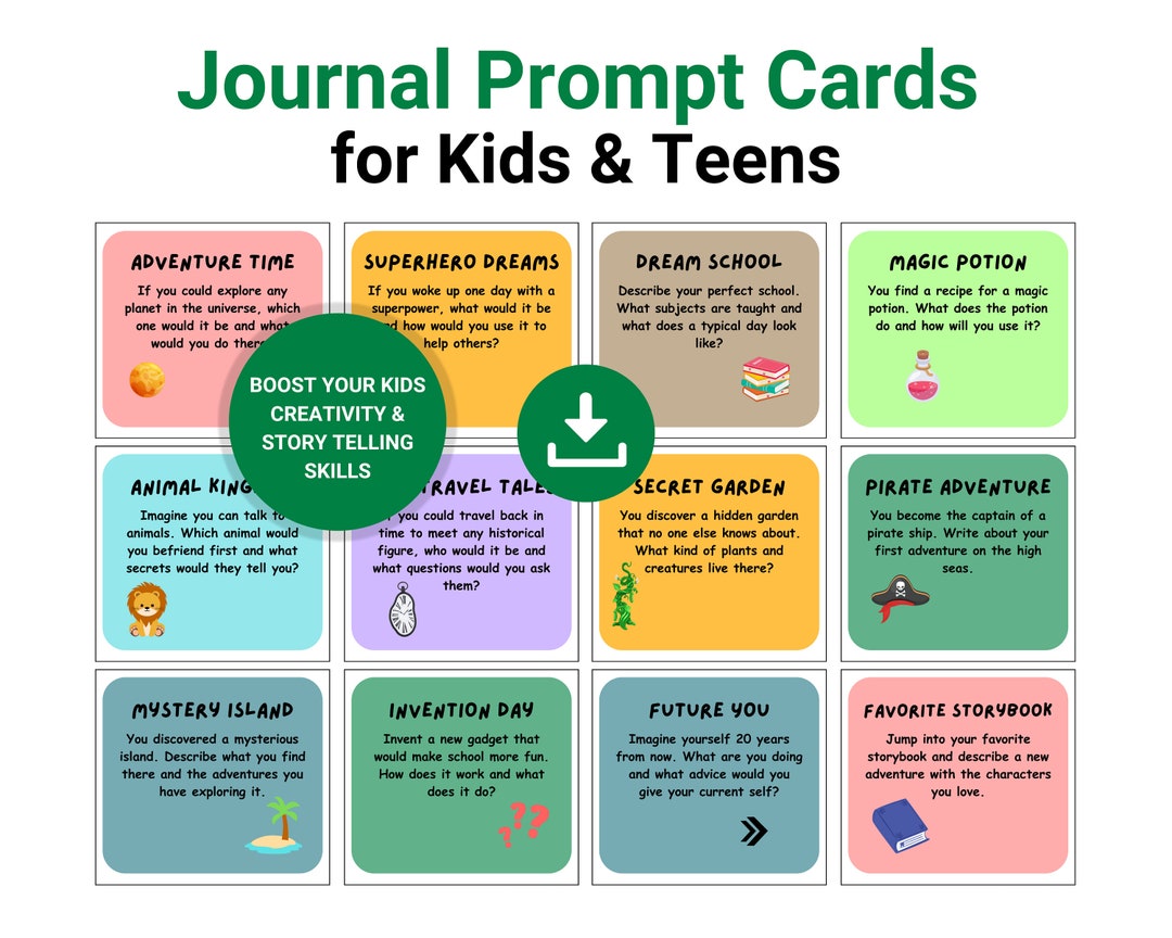Journal Prompt Cards for Kids & Teens Story Cards Creativity Cards ...