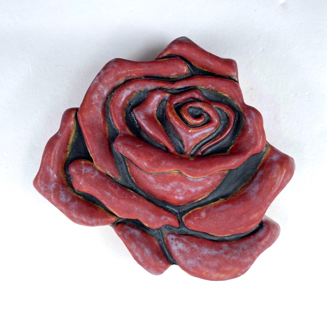 Handmade Ceramic Rose Relief Tile - Wall Flower Decor - Etsy