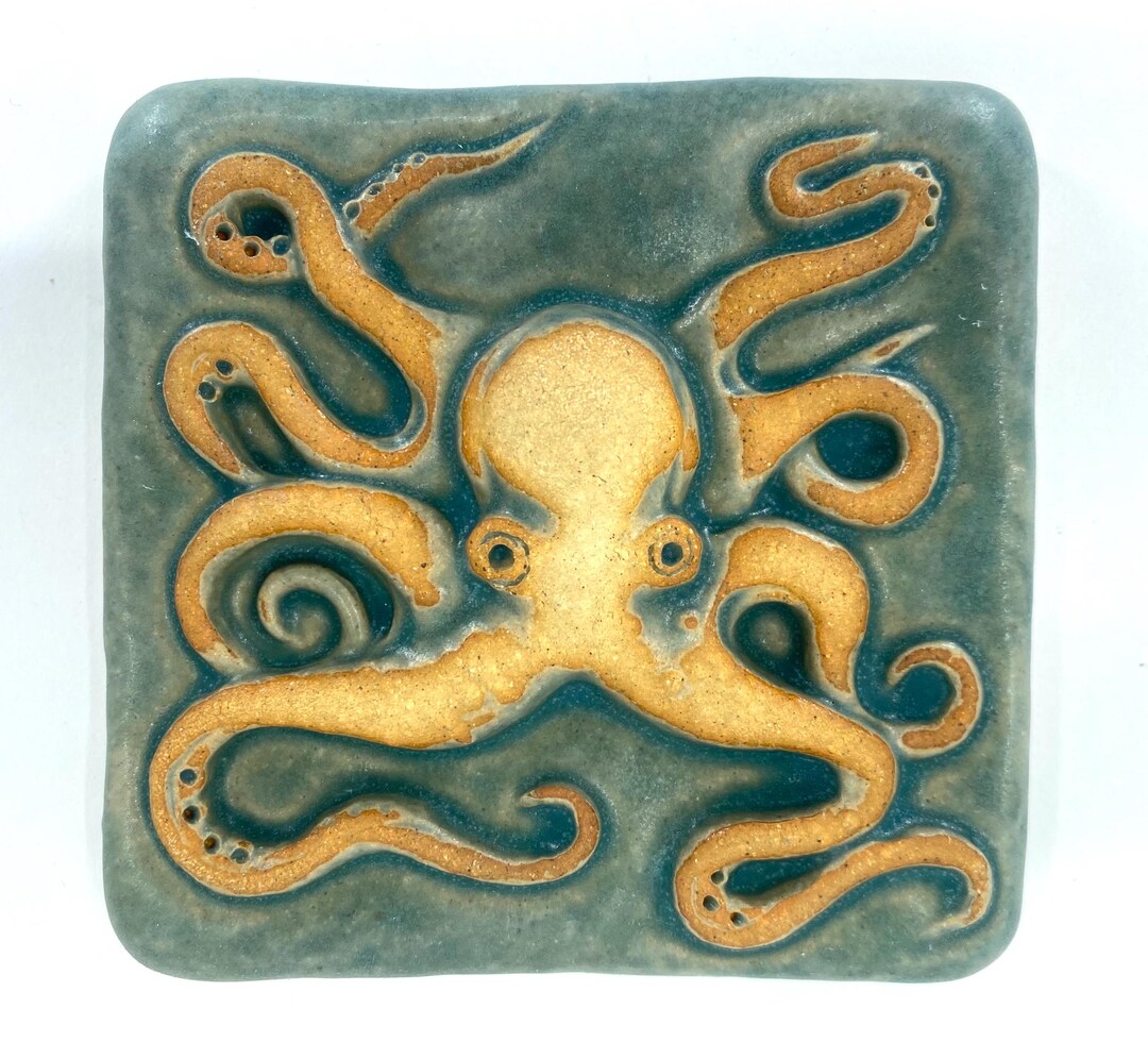 Octopus 4x4" Ceramic Art Tile - Etsy