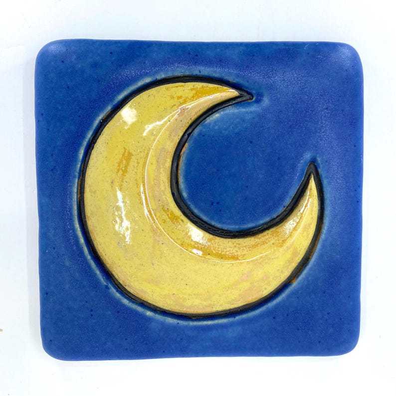 Crescent Moon 6x6” Ceramic Art Tile - Etsy