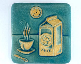 Milk and Coffee 4x4” Ceramic Tile - Etsy