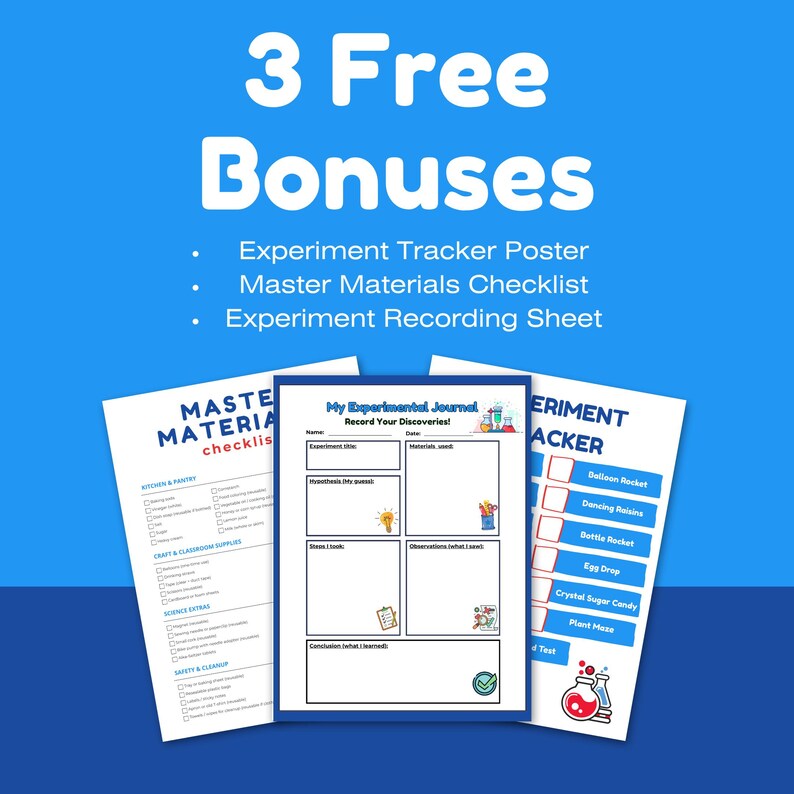25 Fun Science Experiments for Kids | Digital Ebook + Free Worksheets ...