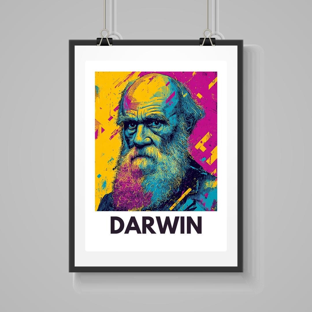 Darwin Pop Art Print | Science Wall Art | Charles Darwin Poster ...