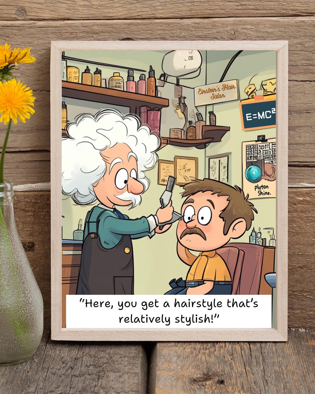 Einsteins Hair Salon: Relativity Styled Funny Science Decor digital ...