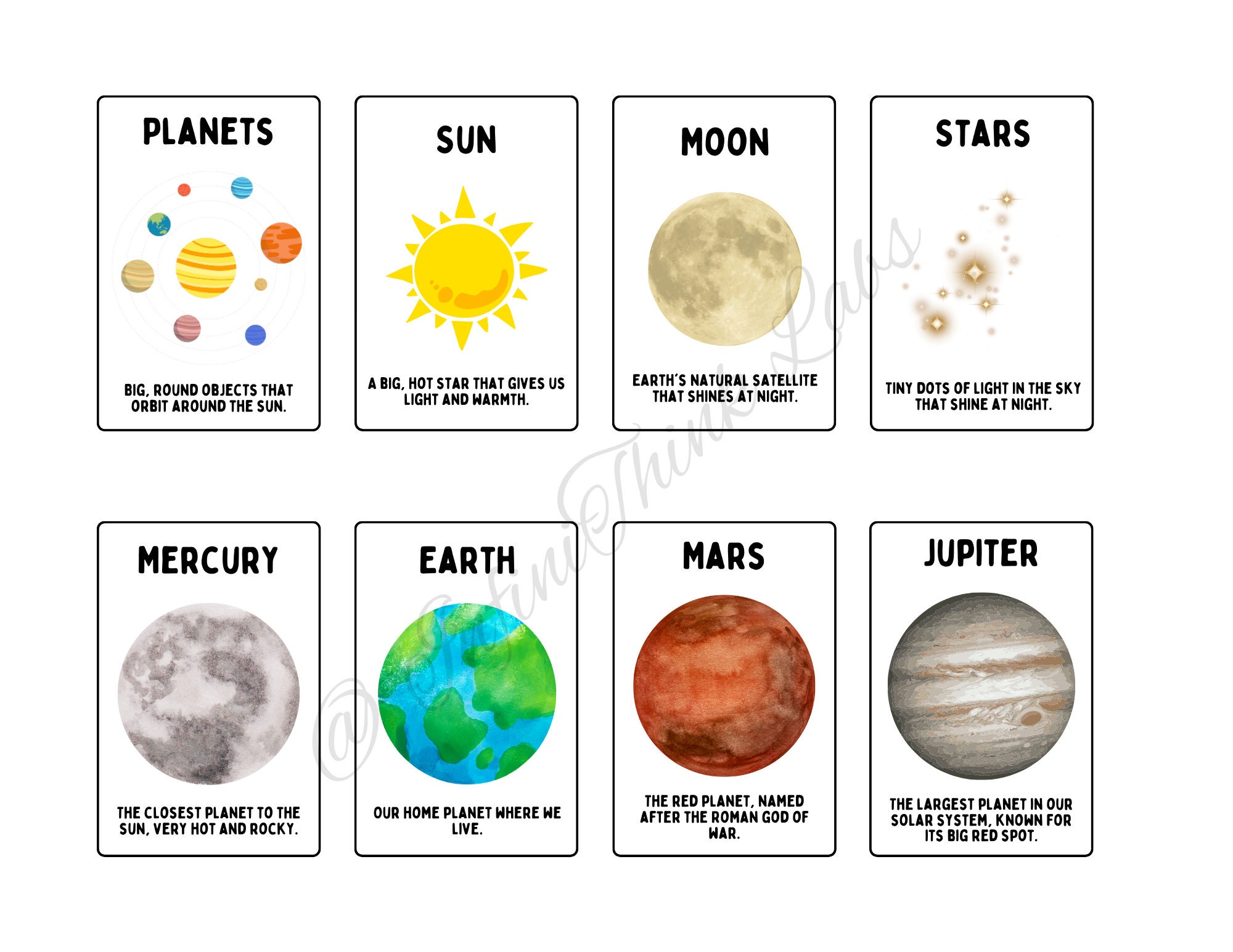 Digital Flashcards Learn About Space Instant Download - Etsy