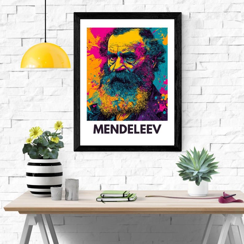 Mendeleev Pop Art Print | Science Wall Art | Dmitri Mendeleev Poster | Colorful Chemistry Decor ...