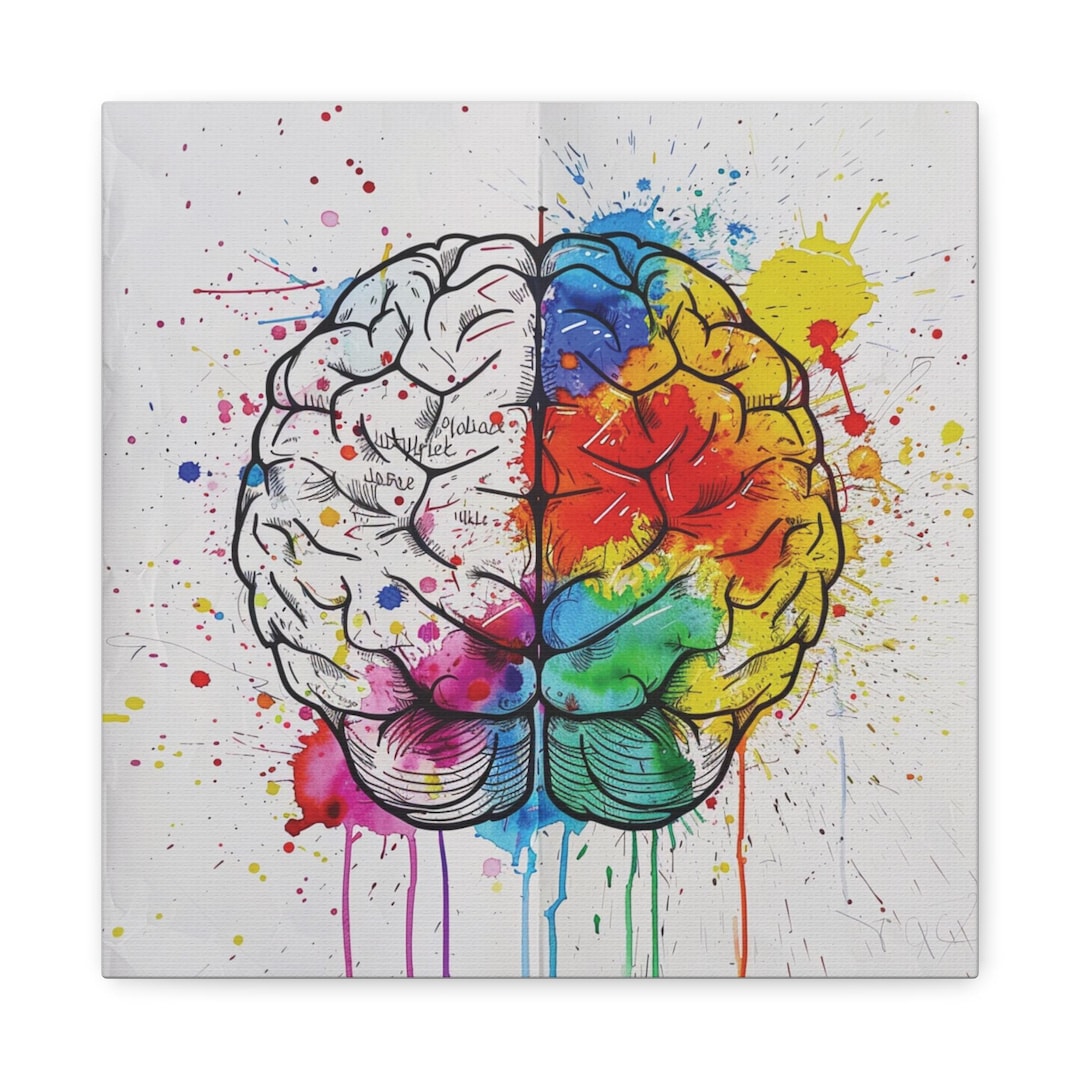 Colorful Brain Art Canvas Print, Vibrant Home Decor, Gift for ...