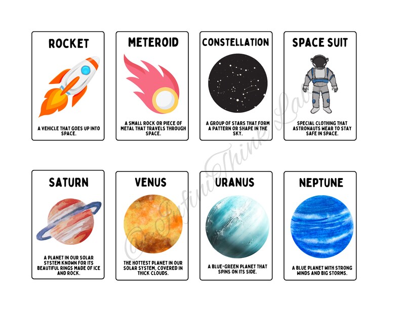 Digital Flashcards Learn About Space Instant Download - Etsy