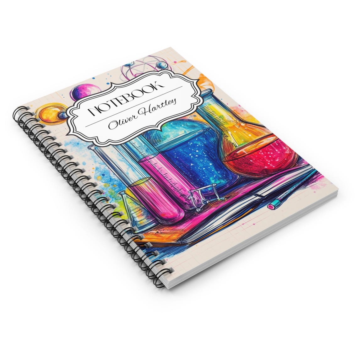 Colorful Chemistry Lab Spiral Notebook - Personalized Ruled Line ...