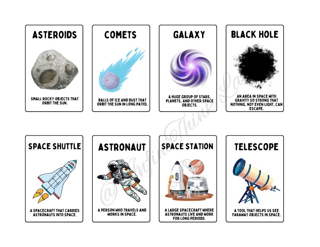 Digital Flashcards Learn About Space Instant Download - Etsy