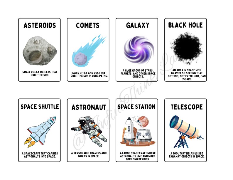 Digital Flashcards Learn About Space Instant Download - Etsy