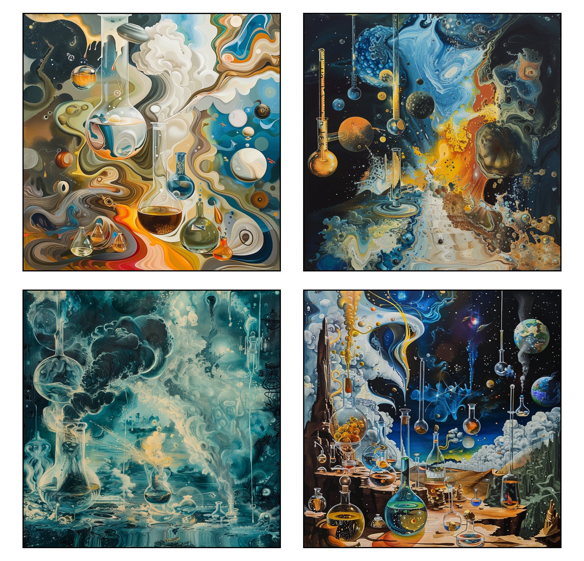 Digital Science Art Inspired by Salvador Dali Set of 4 Unique Images - Etsy