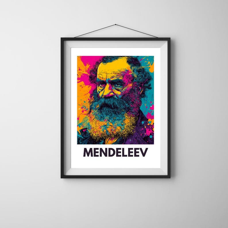 Mendeleev Pop Art Print | Science Wall Art | Dmitri Mendeleev Poster | Colorful Chemistry Decor ...