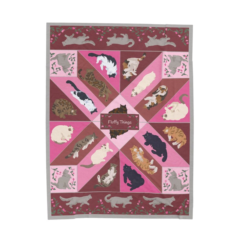 Personalized Cat Collage Velveteen Plush Throw Blanket, Multiple ...