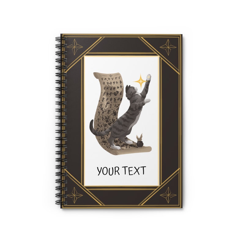 Personalized Cat Notebook, Playful Kitty Spiral Journal - Gray Cat ...
