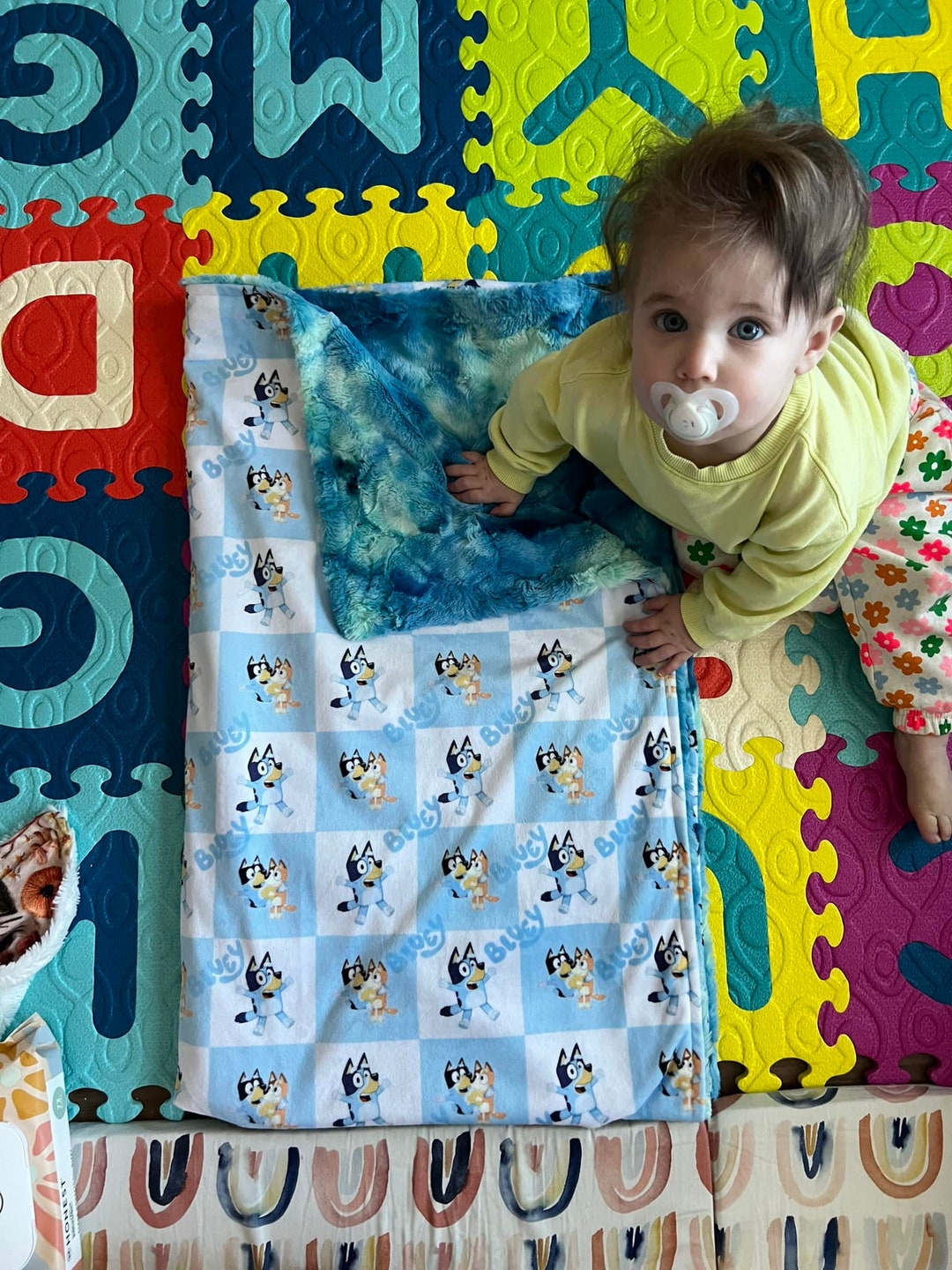 Bluey Baby Blanket, Minky Fabric, Soft Blanket, Bluey Checkered ...