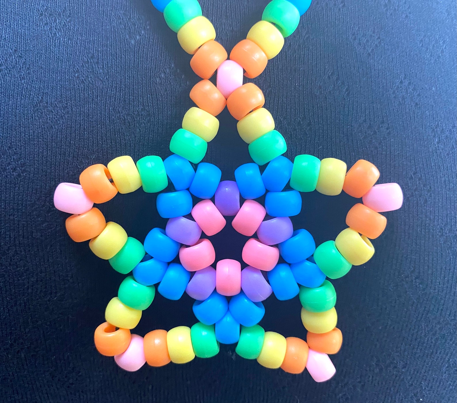 Large Rainbow Kandi Star Necklace Custom Made :D - Etsy