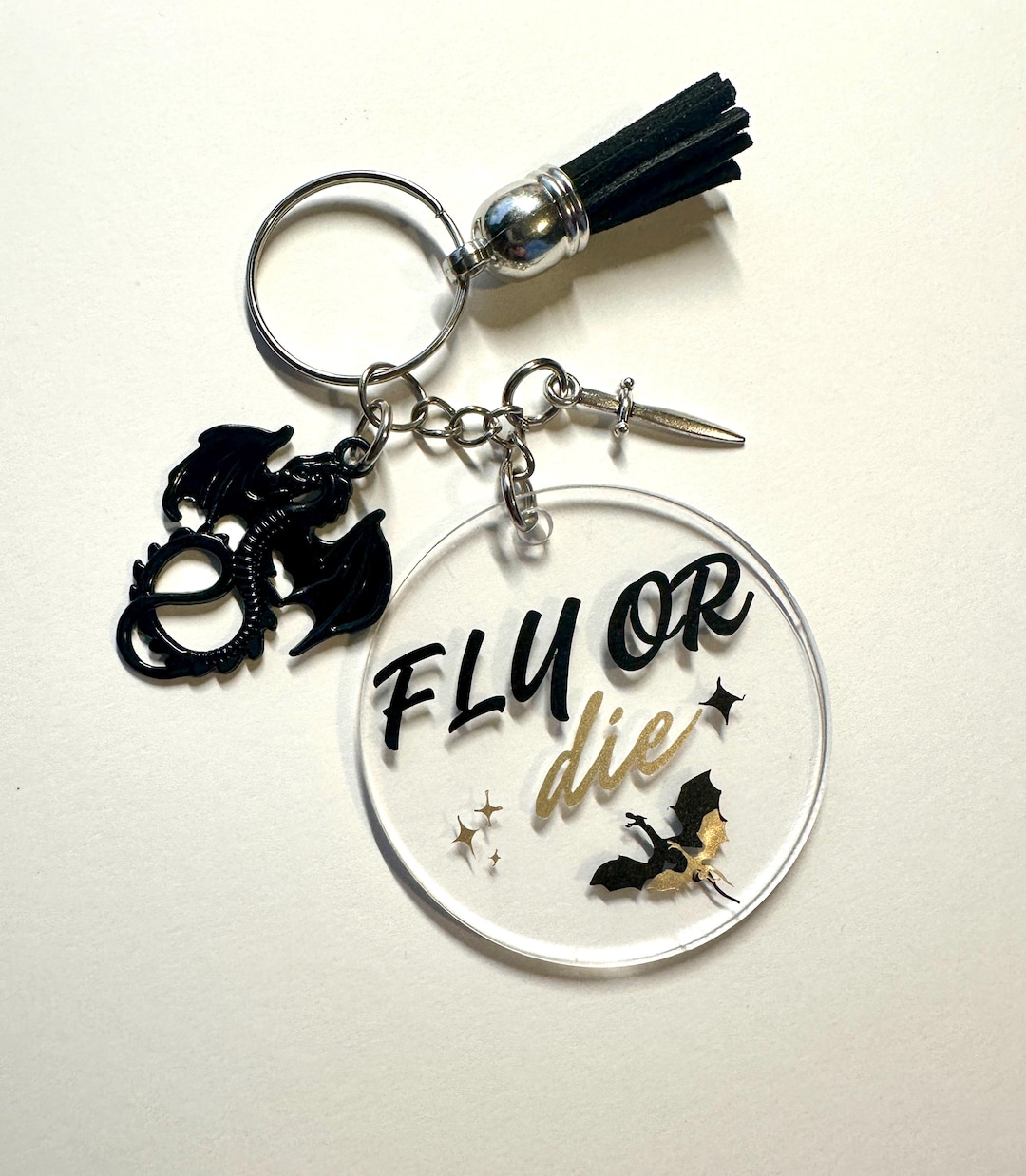 Fourth Wing Keychain - Dagger and Dragon Charm -iron Flame. - Etsy