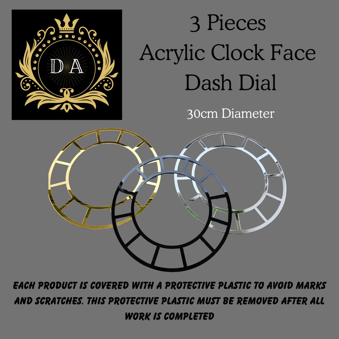 3 PIECES- Acrylic Clock Face Dash Dial Selt Adhesive 30cm Diameter/ 11 ...