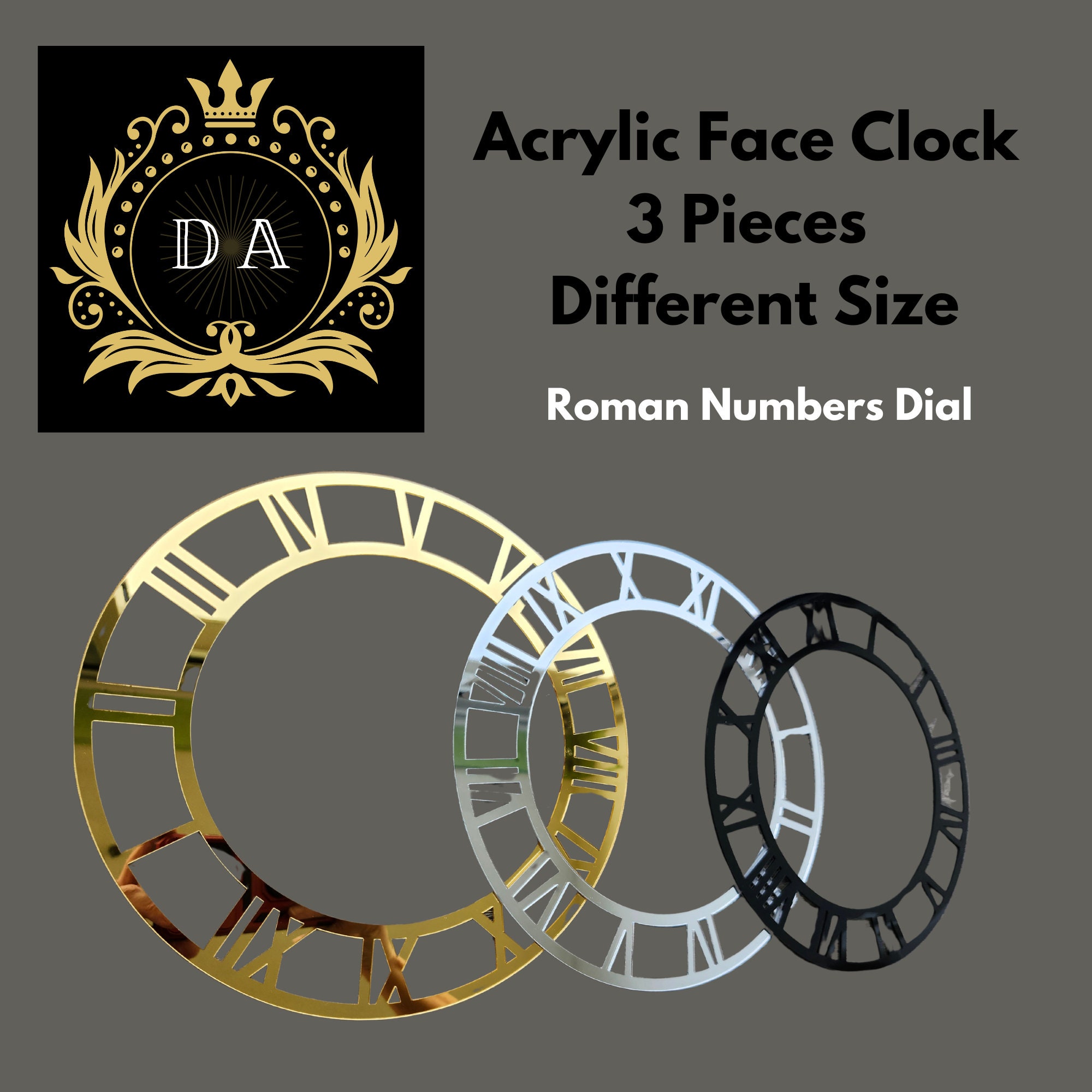Acrylic Clock Face 3 Pieces Different Size. Self Adhesive Acrylic Face ...