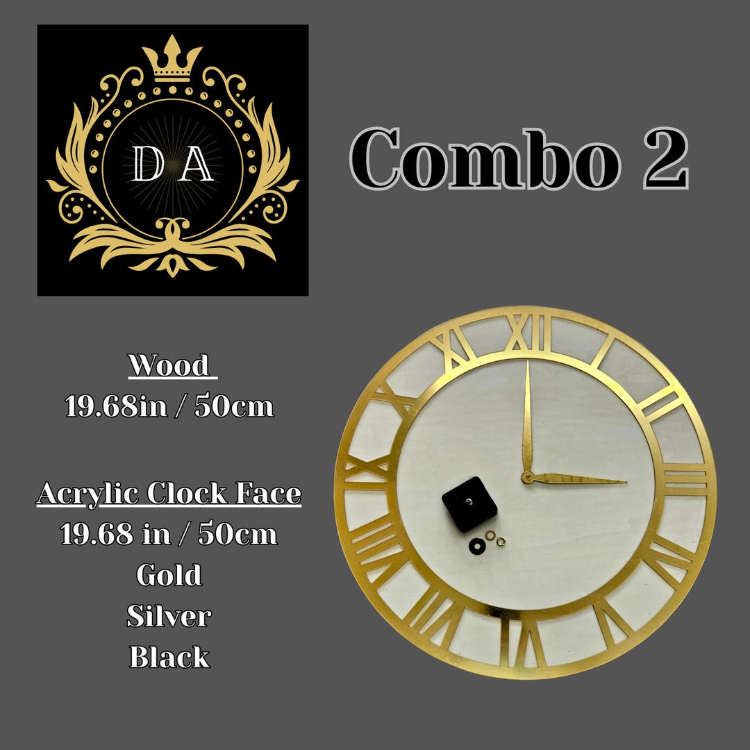 Round Wooden Canvas With Acrylic Clock Face and Hands Set for Resin ...