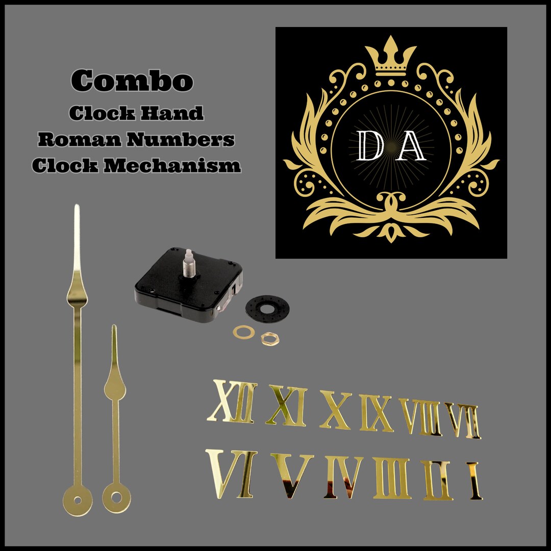 Acrylic Roman Numbers + Acrylic Hands Wall Clock + Clock Movemente ...