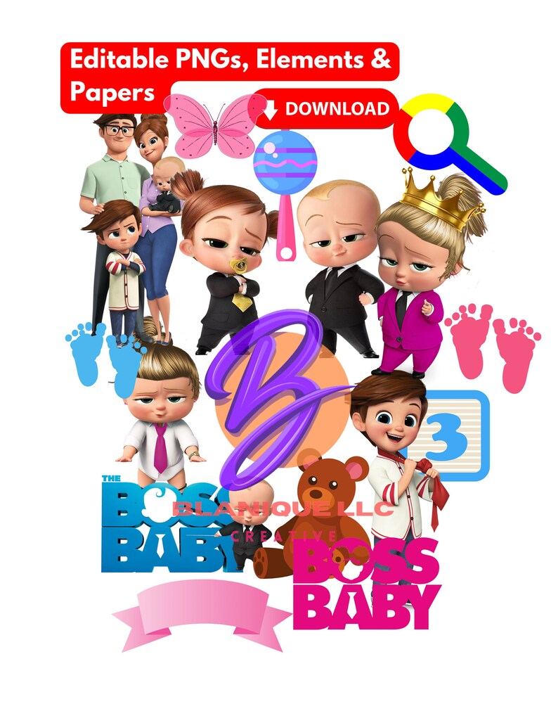 Bebé jefe editable png, Cumpleaños personalizado de bebé niña y niño ...