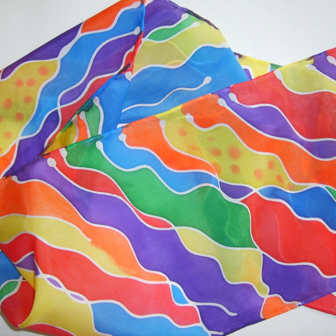 Rainbow Zebra Stripe Silk Scarf - Etsy