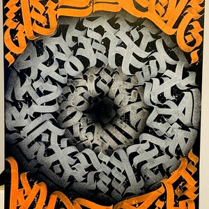 AMBER & AURA Original Calligraffiti by Burnzy Art. Abstract Calligraphy ...