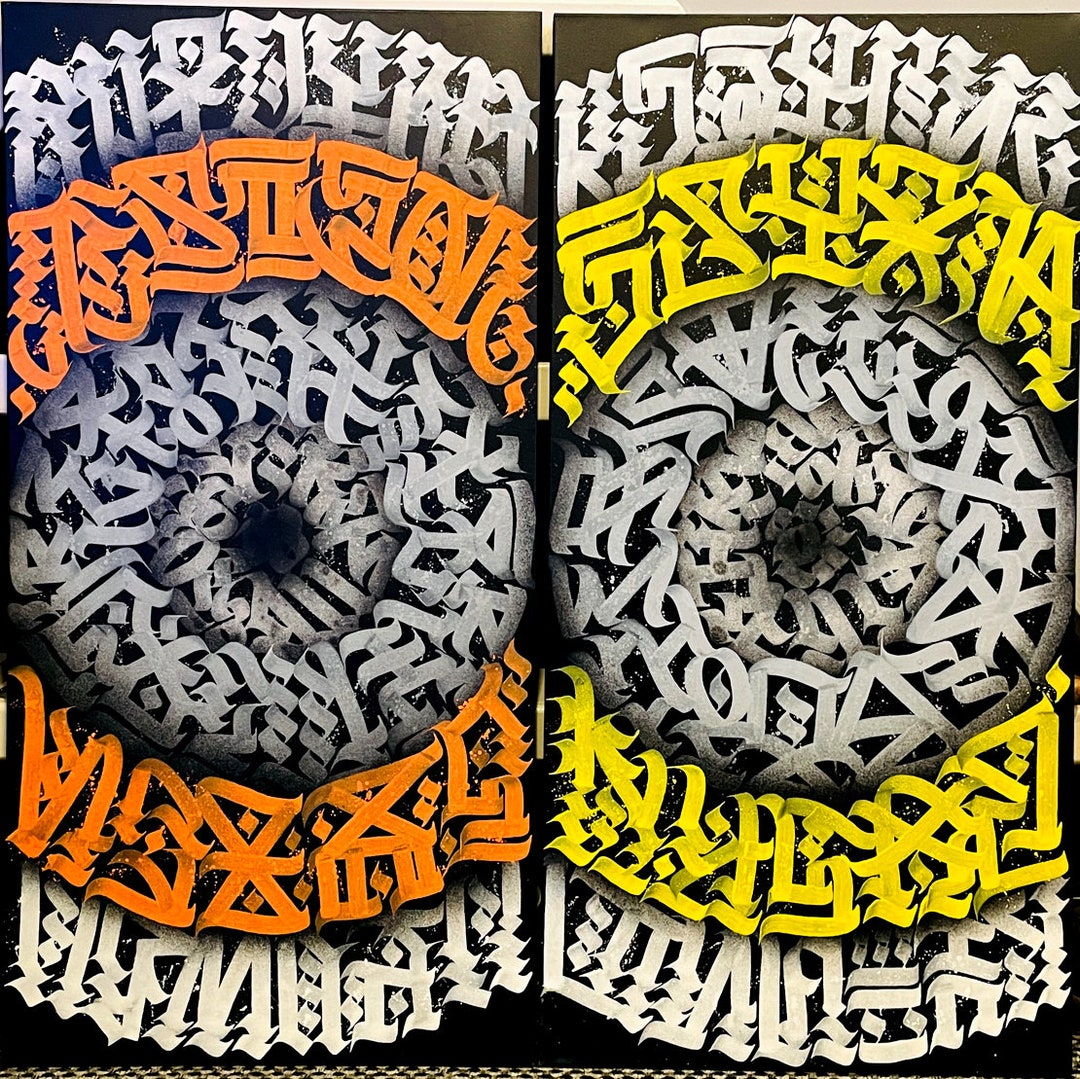 AMBER & AURA Original Calligraffiti by Burnzy Art. Abstract Calligraphy ...