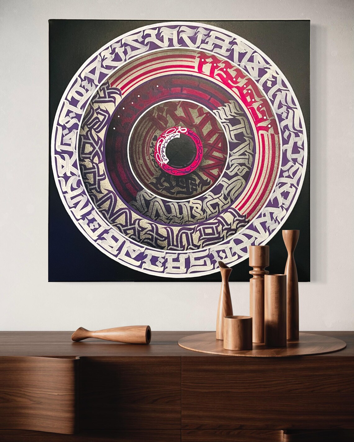 The Calli Disk , Original Calligraffiti Art by Burnzy Art Abstract Calligraphy Contemporary Art ...