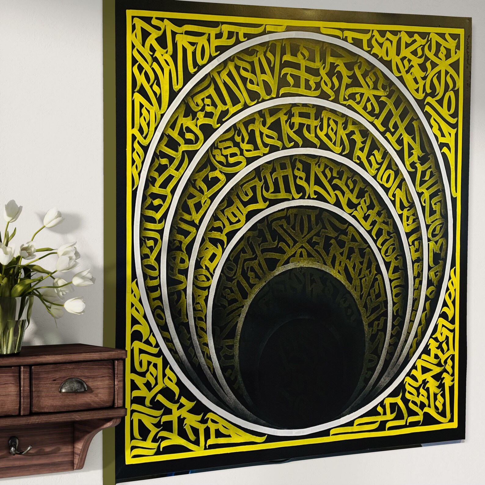 The Spiral of Elegance, Original Calligraffiti by Burnzy Art Abstract ...
