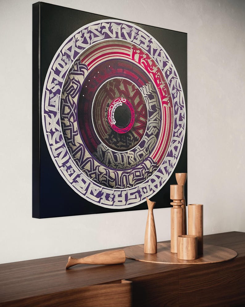 The Calli Disk , Original Calligraffiti Art by Burnzy Art Abstract Calligraphy Contemporary Art ...