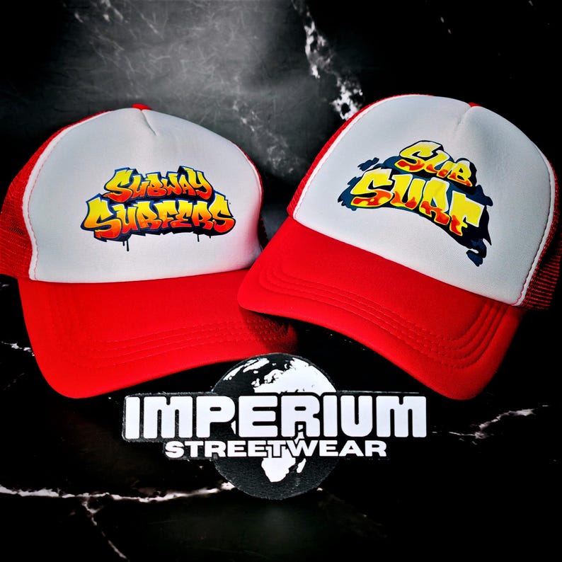 Subway Surfers Trucker Hat: Jake, Red & White Design - Etsy