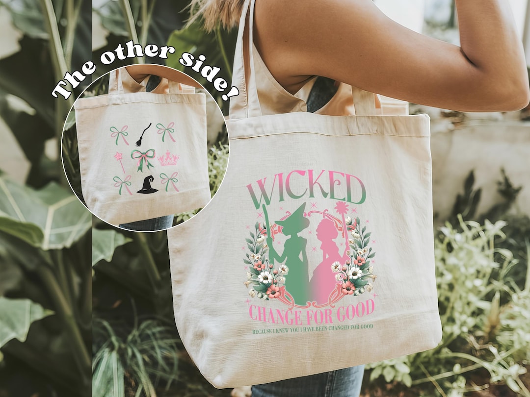 Wicked Canvas Tote Bag | Elphaba Tote Bag | Glindatote Bag | Gift for ...