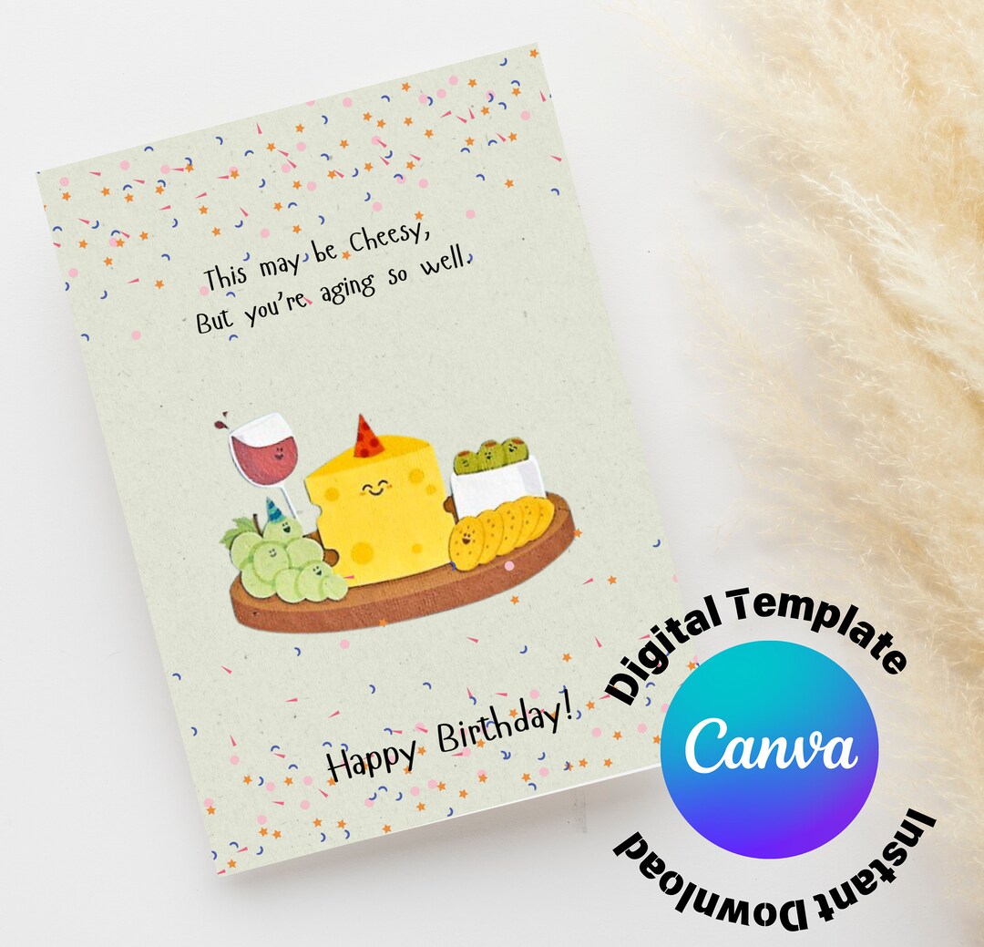 Cheesy, Digital, Happy Birthday Card! - Etsy