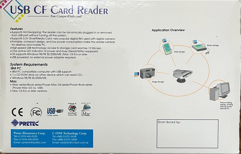USB COMPACTFLASH(CF) Card Reader for Imac and Windows 98 - Etsy